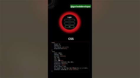 Login Form Css Html Javascript Webdesign Ytshorts Shorts