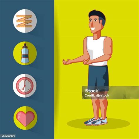 건강 한 라이프 스타일 아이콘으로 젊은 선수 훈련 스포츠 Sport Set에 대한 스톡 벡터 아트 및 기타 이미지 Sport