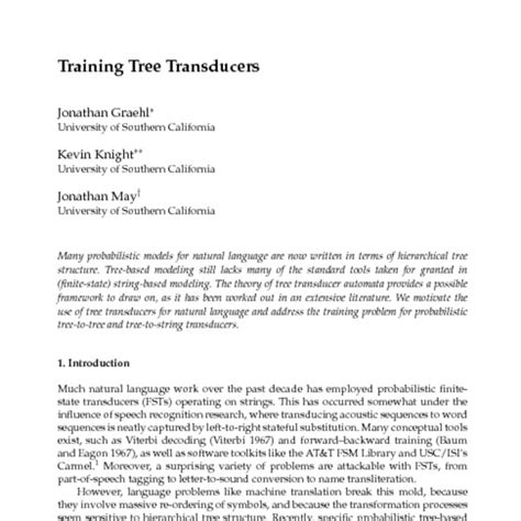 Training Tree Transducers Acl Anthology