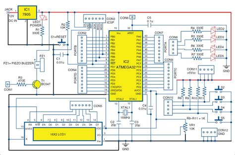 Arduino For Atmega32 Detailed Circuit Diagram Available