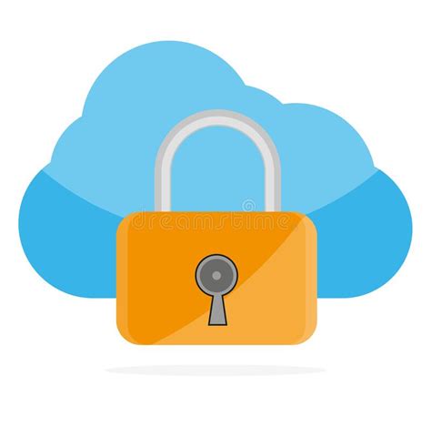 Cloud Computing Lock Security Concept Vector Illustration On A White