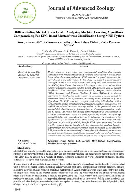 Pdf Differentiating Mental Stress Levels Analysing Machine Learning Algorithms Comparatively