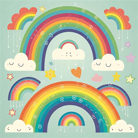 Premium Ai Image Cloud And Rainbow Design Cute Rainbows With Happy