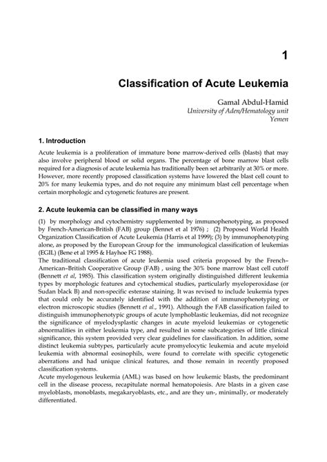 Classification Of Acute Leukemia Pdf Free Download
