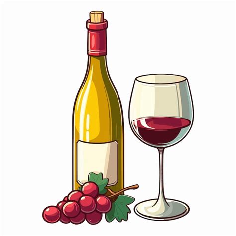 Una Botella De Vino Y Un Vaso De Vino Vector Vector Premium