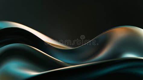 Abstract 3d Illustration Featuring Smooth Undulating Metallic Waves Gradient Of Blue And Gold