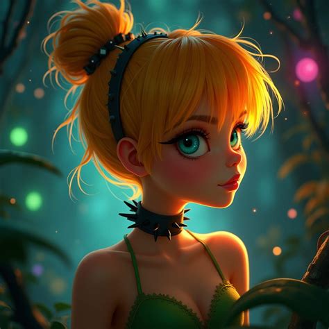 Emo Tinkerbell With Neon Orange And Black Hair Ai Art
