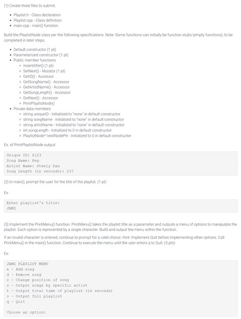 Solved 1 Create Three Files To Submit • Playlisth