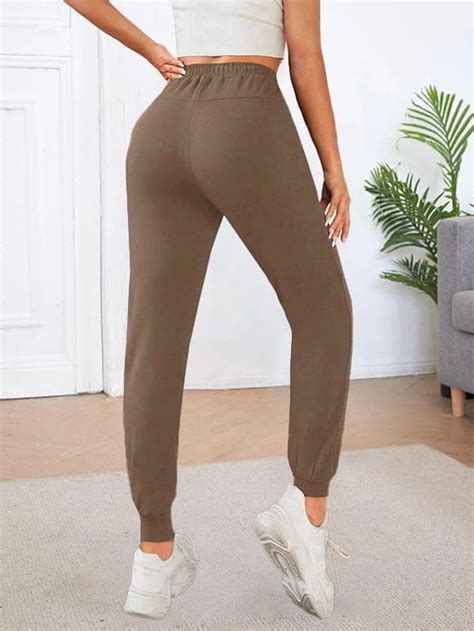 Drawstring Sweatpants With Elastic Ankles Slant Pocket