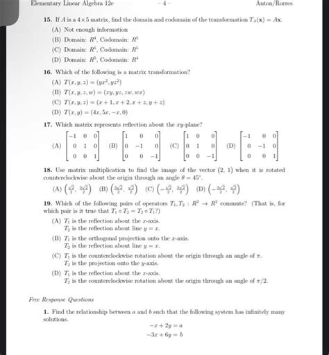 Solved 15 If A Is A 4×5 Matrix Find The Domain And