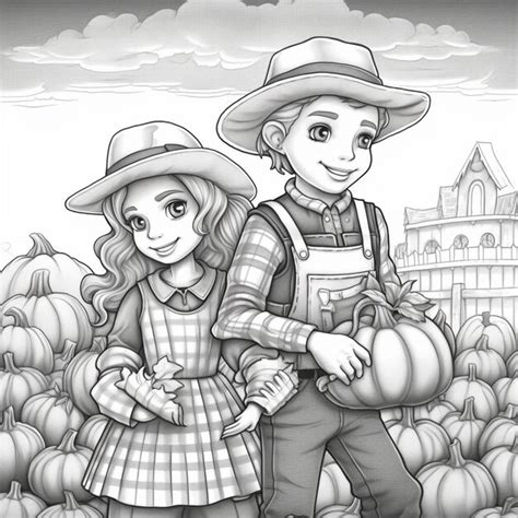 Premium Photo There Is A Drawing Of A Boy And Girl Standing In A