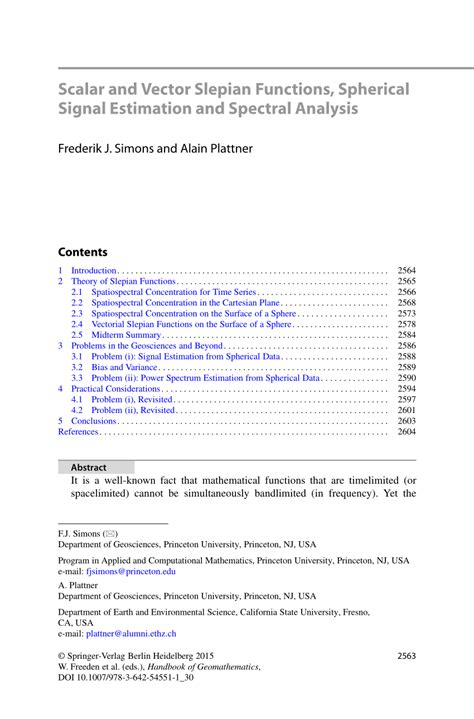 Pdf Scalar And Vector Slepian Functions Spherical Signal Estimation