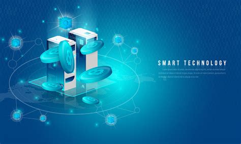 큰 데이터 처리 미래 데이터 센터 cryptocurrency 및 blockchain 아이소메트릭 구성 스마트 오브젝트와 스마트