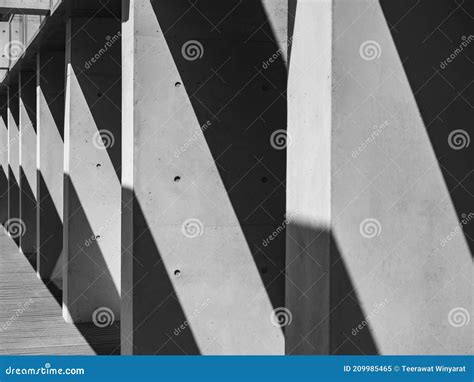 Architecture Details Modern Building Concrete Columns Perspective Industry Background Royalty