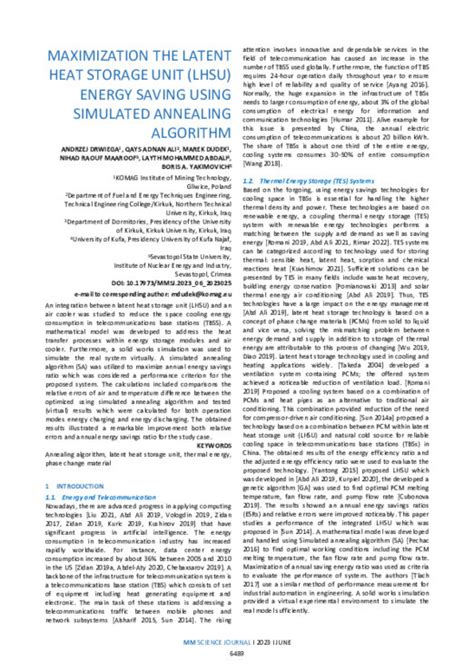 Maximization The Latent Heat Storage Unit Lhsu Energy Saving Using Simulated Annealing