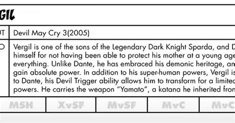 Mvc Vergil Bio Official Complete Works Album On Imgur