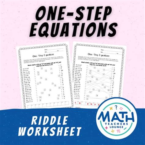 One Step Equations Riddle Activity By Math Teachers Lounge Tpt