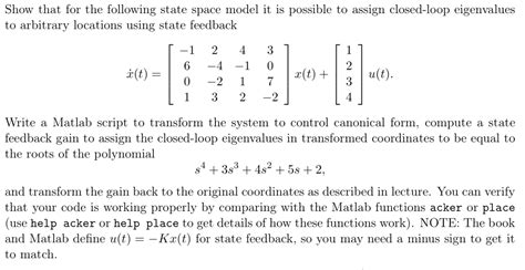 Solved Show That For The Following State Space Model It Is Chegg