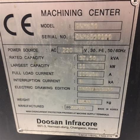 2009 Doosan Dnm 650 Vertical Machining Center W 4th Axis Tramar Industries De Mexico S A De C V