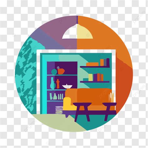 내부의 추상적 원형 그림 벡터 흰색 배경에 있는 단순한 다채로운 인테리어 아이콘 그림자 없음 작은 프레임 중앙 Png