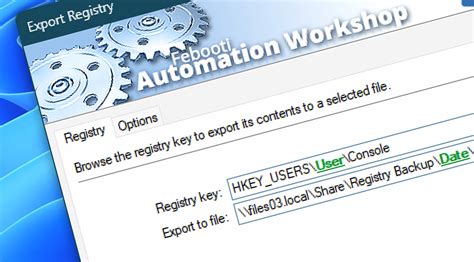export windows registry keys automatically