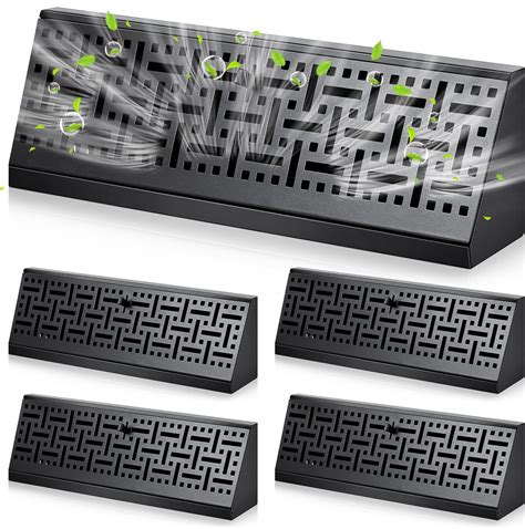 Landhoow 4 Pcs 15 Inch Baseboard Diffuser Register Duct Opening Size Black Vent Covers For
