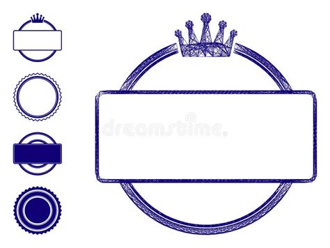 Hatched Crown Round And Rectangle Frame Vector Mesh Stock Illustration Illustration Of