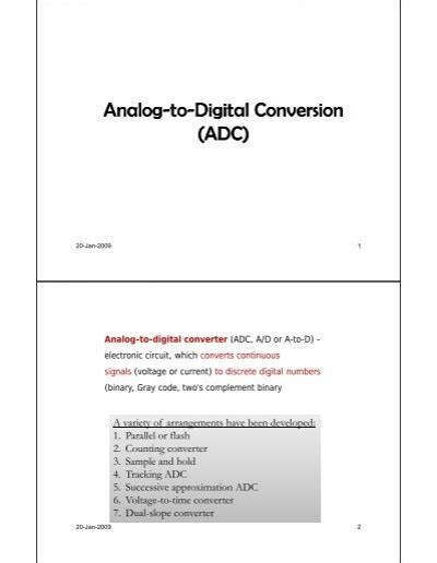 Analog To Digital Conversion Digital Conversion ADC