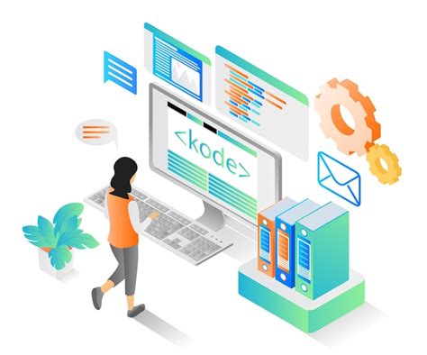 Premium Vector Isometric Style Illustration Of A Programmer Working With Computers And Seo