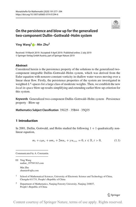 On The Persistence And Blow Up For The Generalized Two Component Dullingottwaldholm System