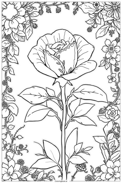 간단한 사랑 장미 색칠하기 페이지 무료 Pdfandpng 인쇄 가능