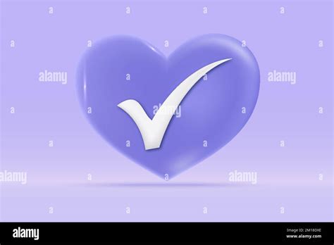 3d Check Mark Success Icon Isolated On Light Blue Background Realistic Love Sign Tick Checkbox