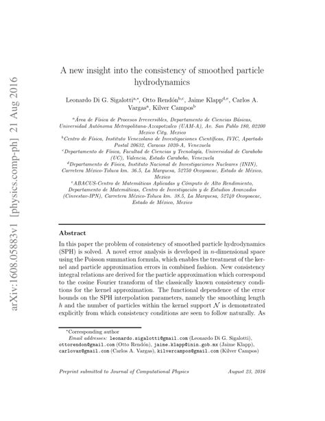 Pdf A New Insight Into The Consistency Of Smoothed Particle Hydrodynamics