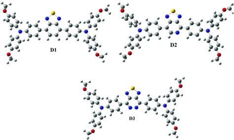 Optimized Geometric Structures Of The Designed Donors D1 D2 And D3 Download Scientific Diagram