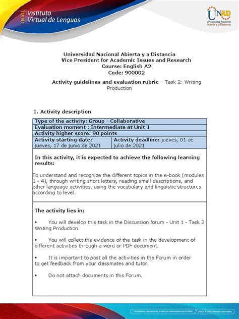 Activity Guide And Evaluation Rubric Unit 1 Task 2 Writing Production Pdf Plagiarism