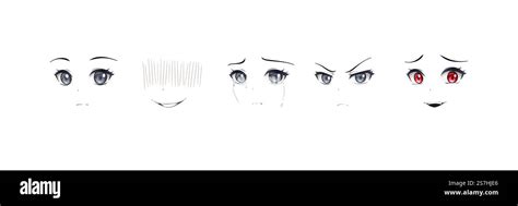 Anime Manga Expressions Eyes Set Girl Japanese Cartoon Style Stock