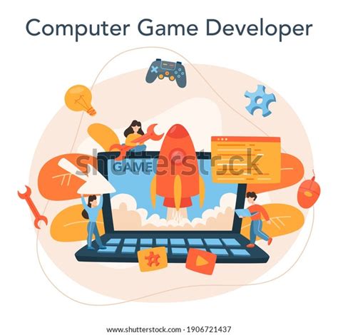 Game Development Concept Creative Process Computer Stock Vector