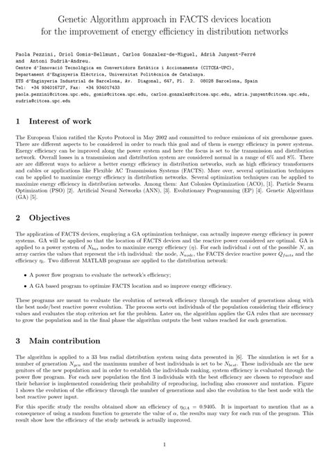 Pdf Genetic Algorithm Approach In Facts Devices Location For The