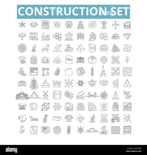Construction Set Icons Line Symbols Web Signs Vector Set Isolated Illustration Stock Vector
