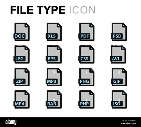 Vector Flat File Type Icons Set Stock Vector Image Art Alamy