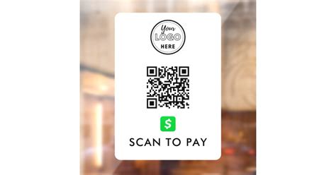 Cashapp Qr Code Scan To Pay Modern Logo White Window Cling Zazzle