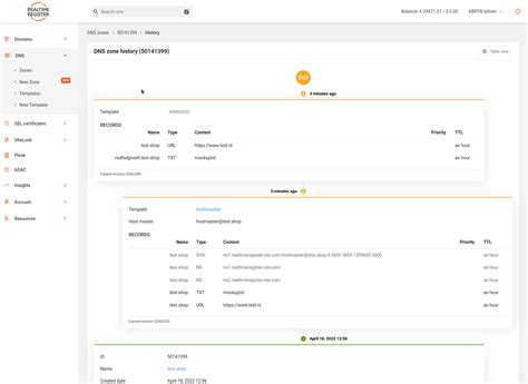 View Basic DNS Zone History Realtime Register Knowledge Base