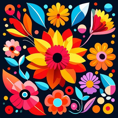 Aesthetic Flower Shape Design Element Set Vector Illustration Vector Illustration Premium Ai