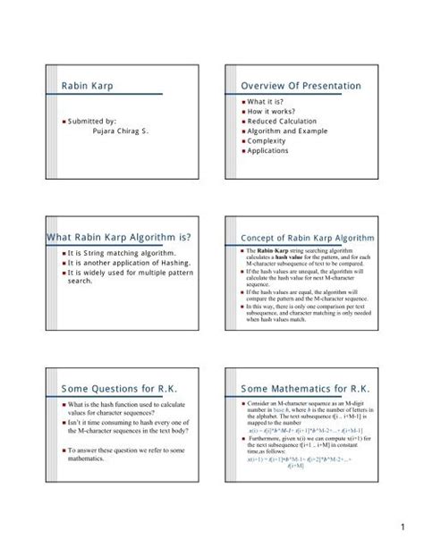 Rabin Karp Overview Of Presentation What Rabin Karp Algorithm Is