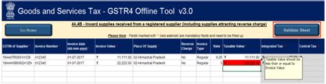 Validate Details Entered Using Validate Sheet Button GSTZen