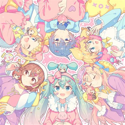 Hatsune Miku Kagamine Rin Kagamine Len Megurine Luka Kaito And 1 More Vocaloid Drawn By