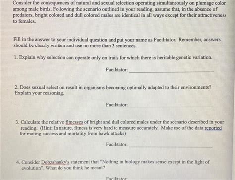 Solved Consider The Consequences Of Natural And Sexual