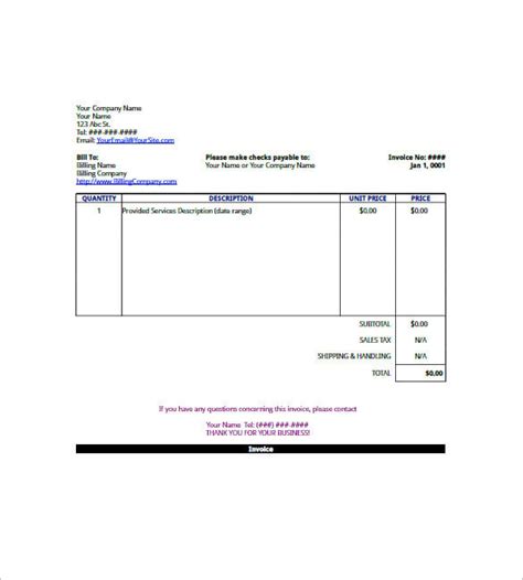 Simple Sample Invoice Onlystat