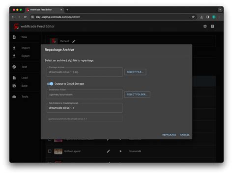 Repackage Archive WebЯcade Docs