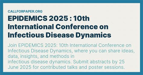Epidemics 2025 10th International Conference On Infectious Disease